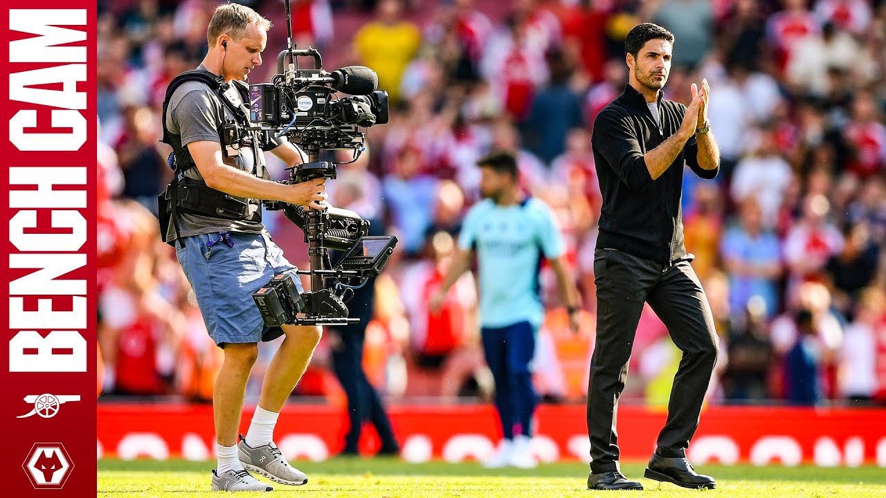 BENCH CAM | Arsenal vs Wolves (2-0) | All the goals, celebrations ...