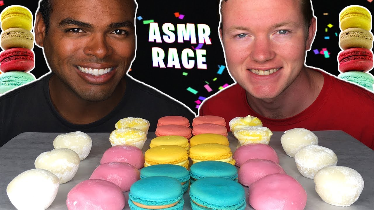 ASMR MOCHI ICE CREAM & MACARON RACE! | COLLAB W/ SongByrd ASMR ...