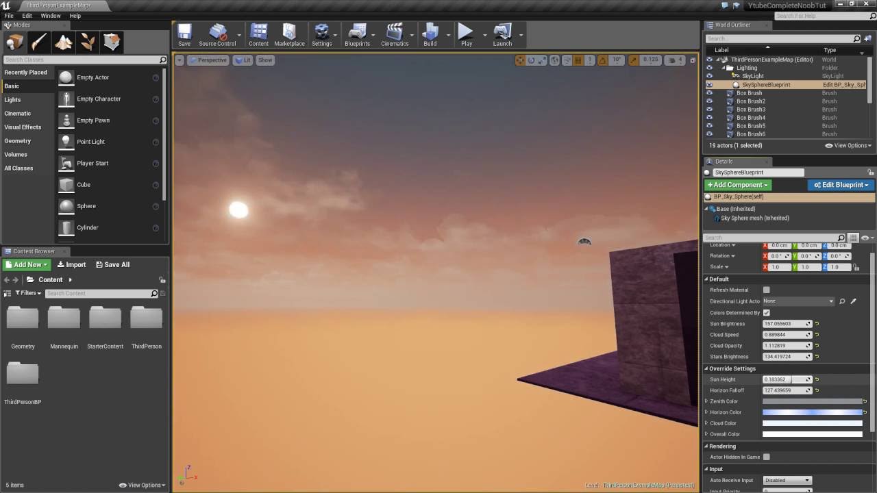 Unreal Engine 4 - [1-04] Making outside lighting/sky scene (Beginner ...