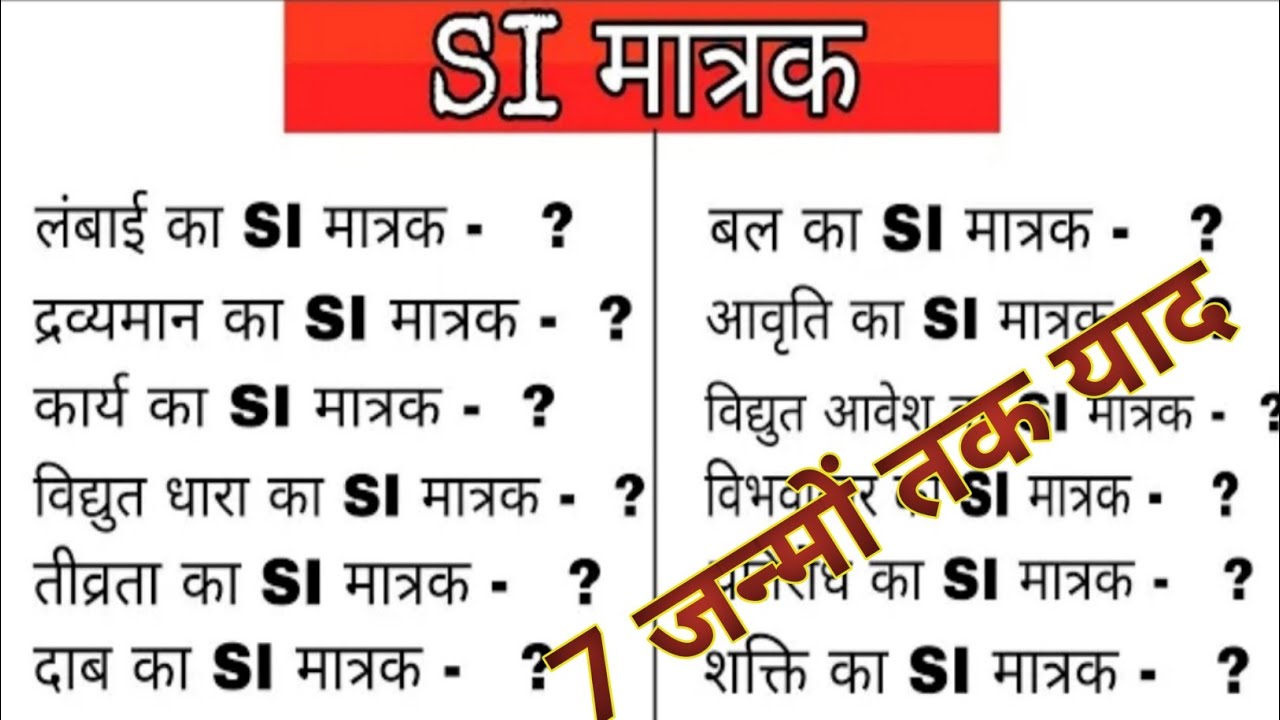 si matrak | si matrak physics | si matrak in Hindi | si matrak kaise ...