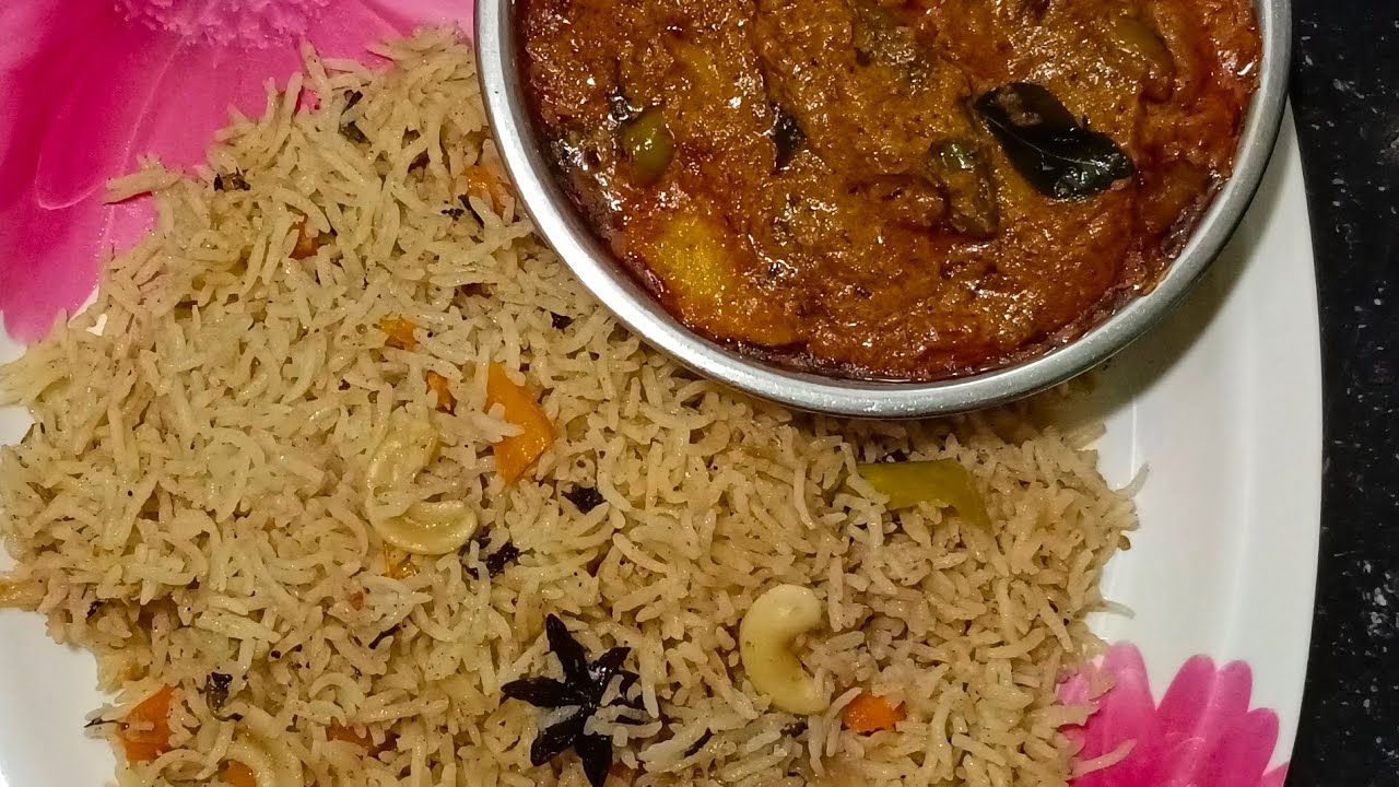 కొబ్బరి పాలు పలావ్ ఆలూ కుర్మా/cubber paalu pulao aloo kurma/recipe in ...