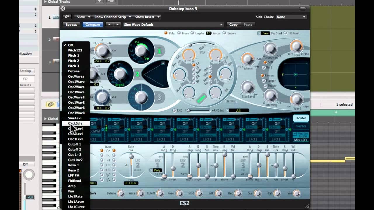 Using the ES2 synth in Logic for Dubstep bass sounds - YouTube