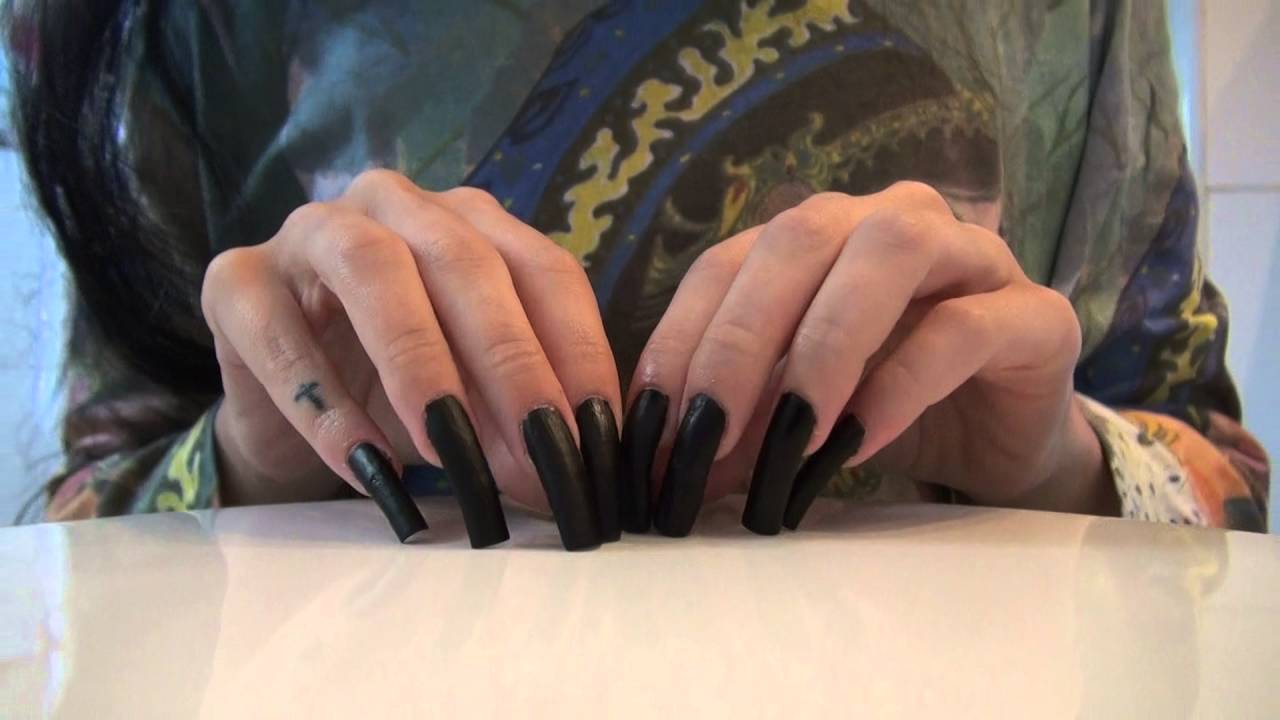 Black Polished Long Nails Perfect Tapping Sound - YouTube