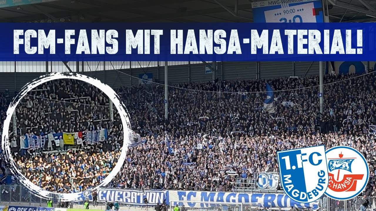 1. FC Magdeburg - Hansa Rostock: FCM-Fans mit gezogenem Hansa-Material ...