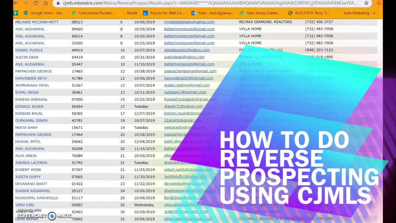 How to do reverse prospecting using cjmls - YouTube