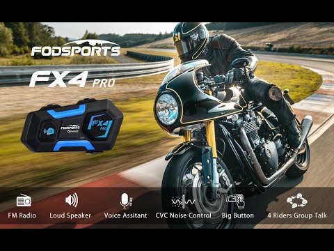 FODSPORTS FX4 Pro Motorcycle Bluetooth Intercom - YouTube