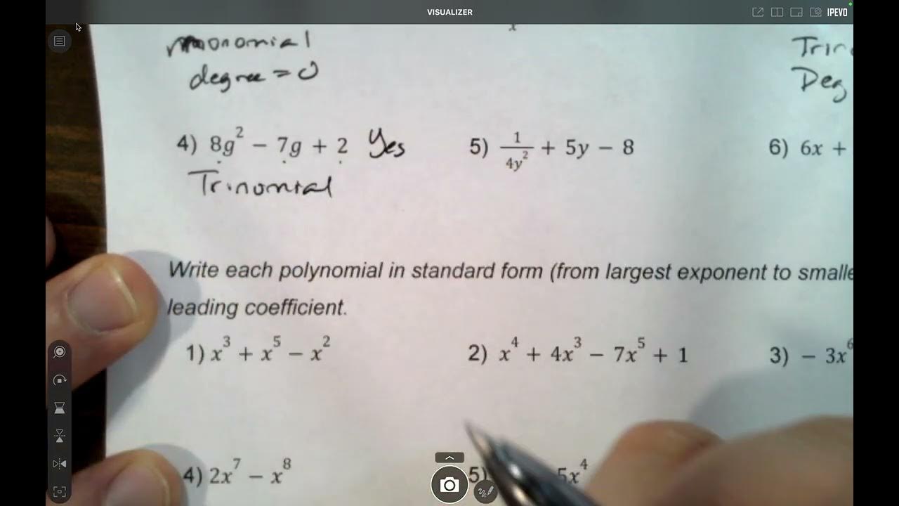 Alg 1 8.1 Adding and Subtracting Polynomials - YouTube