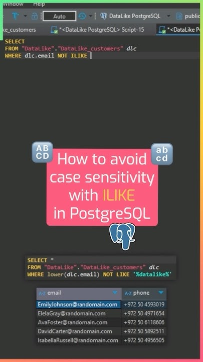 How to avoid case sensitivity with ILIKE in PostgreSQL - YouTube