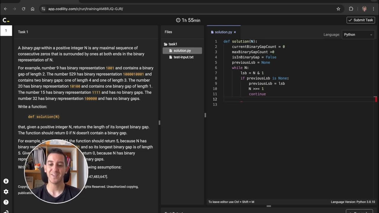 BinaryGap: Codility Lesson 1 | Python | Hello World - YouTube