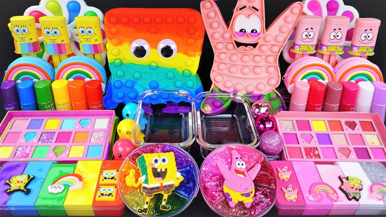spongebob vs patrick star Slime Mixing Random shiny things into slime # ...