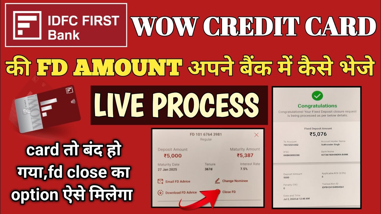 IDFC wow credit card fd close Process II How to close fd credit card ...