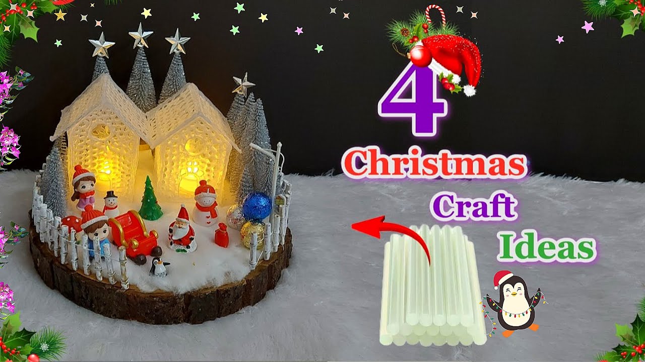 4 Beautiful Christmas/Holiday Decoration idea from simple Glue Stick ...
