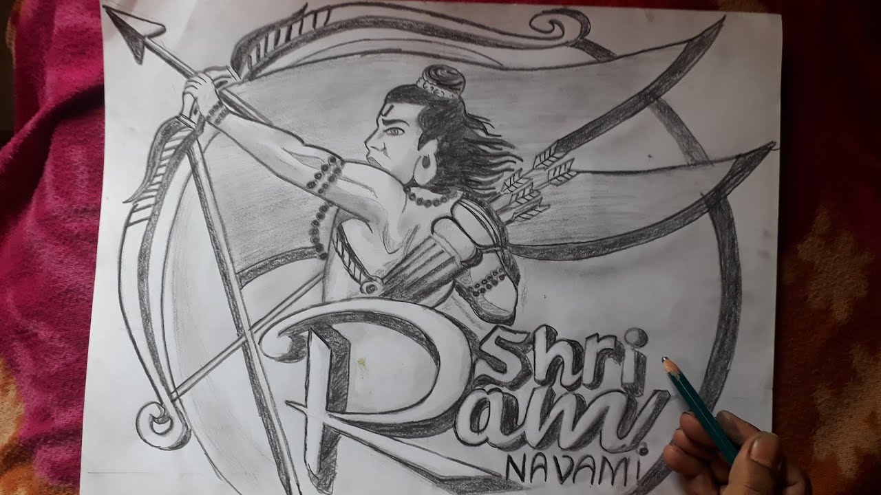 Ram Navami Drawing Easy || Ram Navami Special Drawing Poster Step By ...