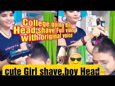 Young Boy Head 😝Shave By , The Lady barber // Student's Head shave with ...