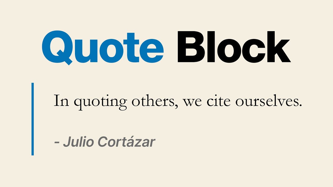 How To Use The WordPress Quote Block YouTube How To Use The WordPress Quote Block YouTube