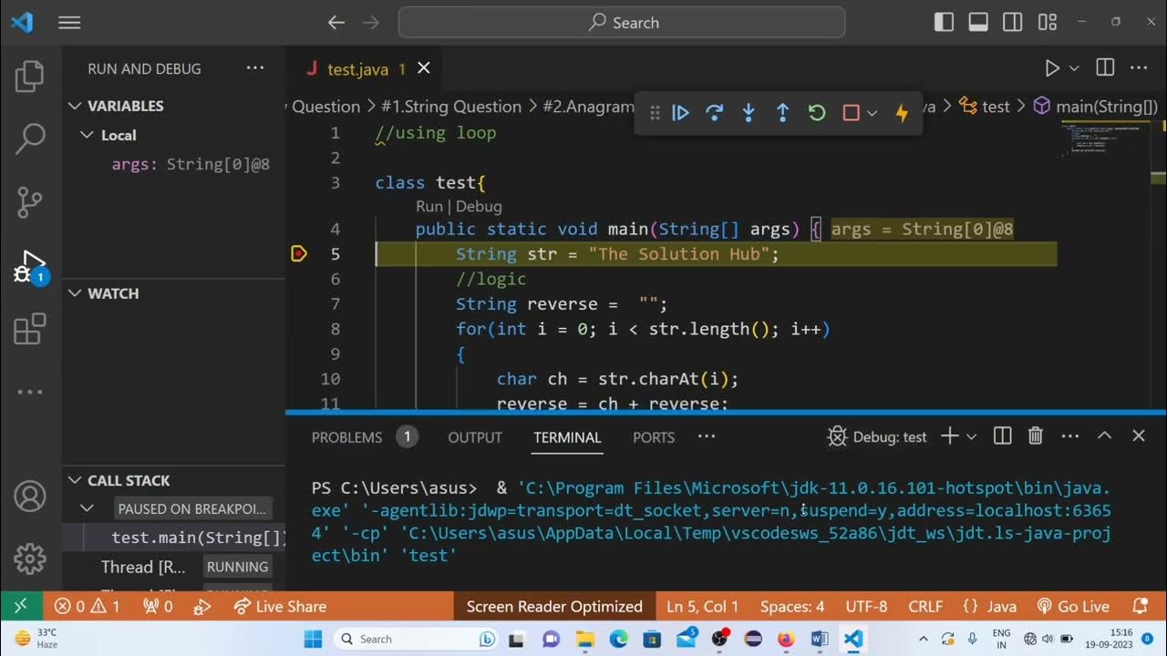 1 Reverse A String Using Loop Method Interview Coding Questions Javacode Youtube 0536