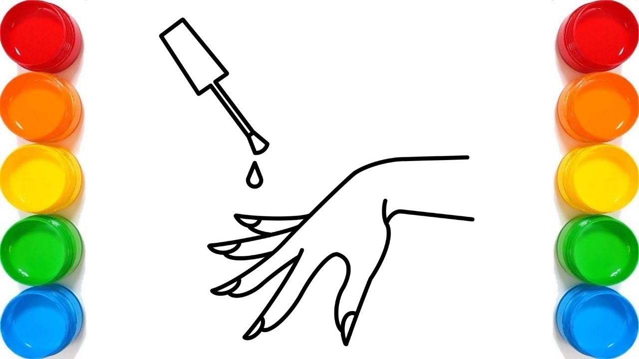 How To Draw A Beautiful Nail Polish Drawing For Kids And Toddlers ...