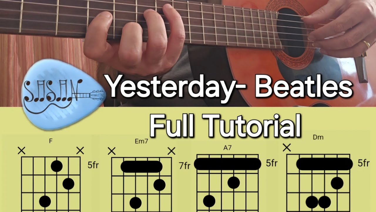 Learn to play Yesterday by Beatles | Guitar Tutorial with chord charts ...