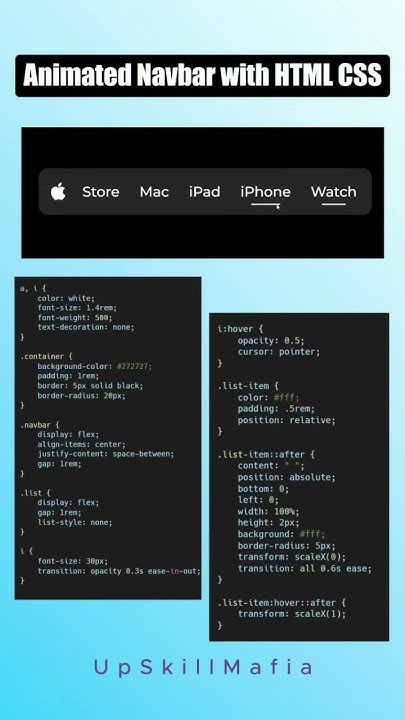 Animated Navbar With Html Css Shorts Upskillmafia Webdevelopment Youtube