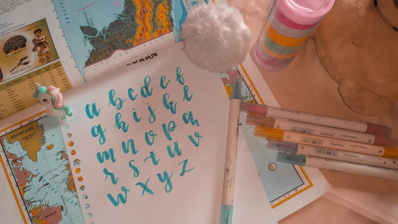 Hand Lettering menggunakan Highlighter - YouTube