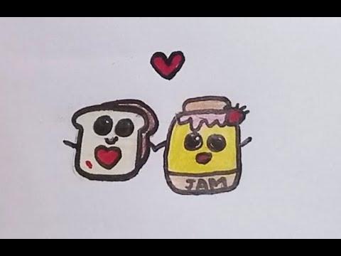 bread and jam drawings || bread jam drawings || easy bread jam drawings ...