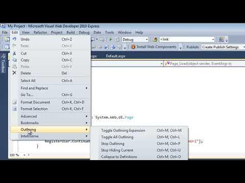 ASP.NET 4.0 Essential Skills Lesson 1-11: Expand and collapse code ...