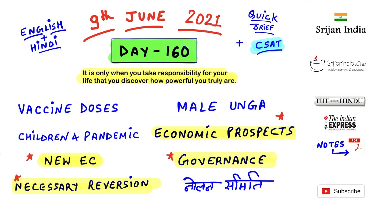 9th June 2021 | Daily Brief | Srijan India One - YouTube