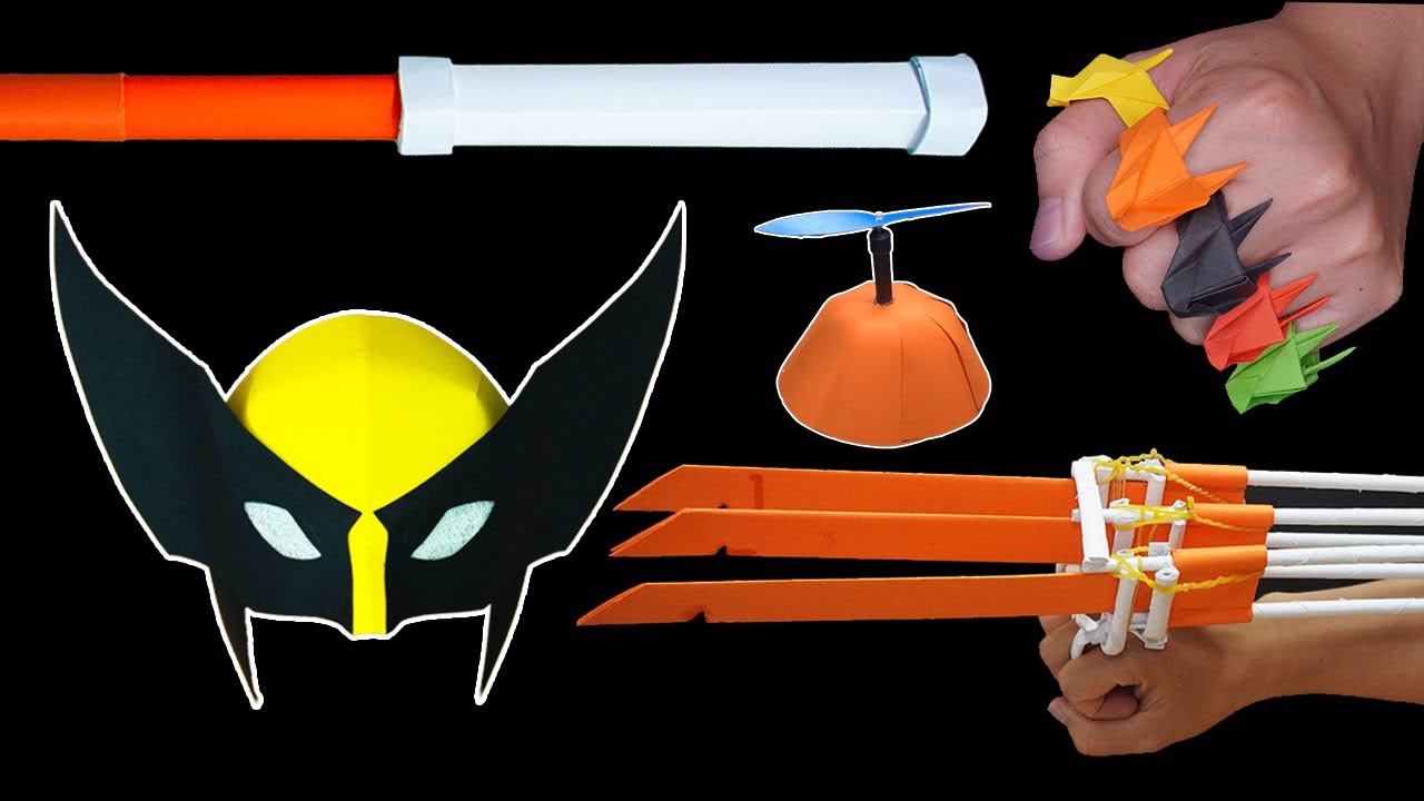 Awesome paper weapons Wolverine mask, ninja claw, dragon ring, Wukong ...