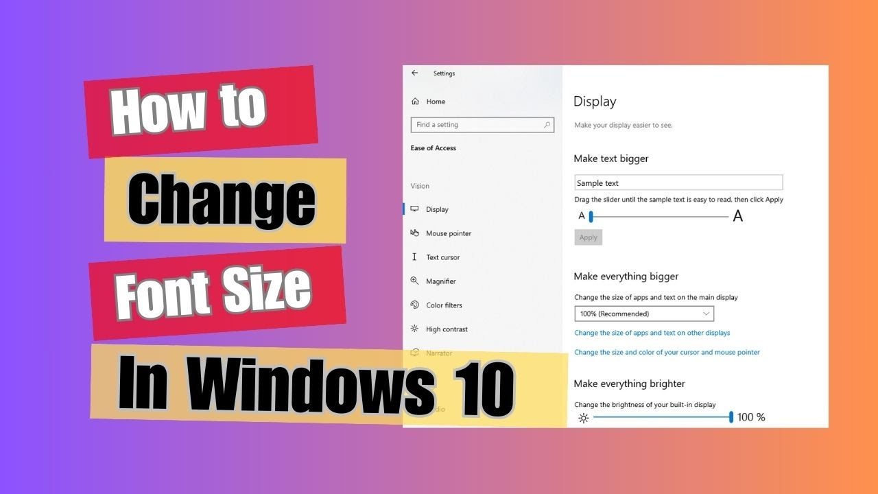 How to Change Font Size In Windows 10 - YouTube