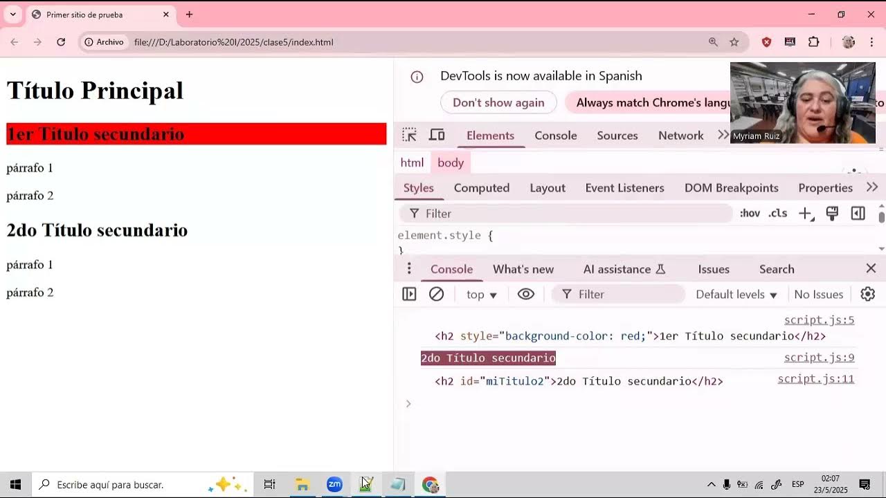 Clase 05: Incorporar Javascript, Selectores, innerHTML, value - YouTube