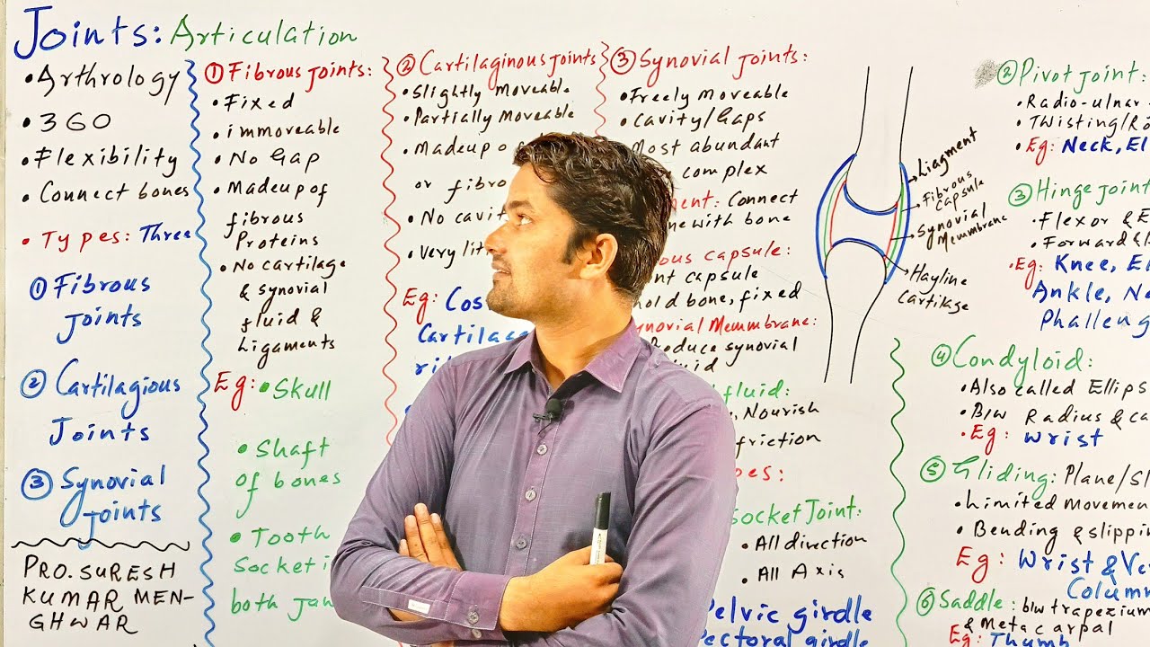 Joints and it's types| Joints class 12| Synovial joint| Ball and socket|HindiUrdu|Prof. Suresh ...
