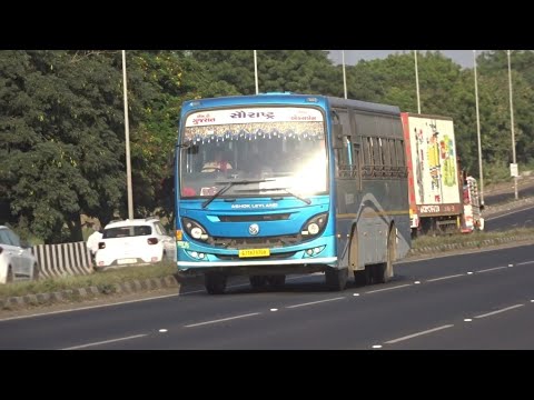 JAMNAGAR-JUNAGADH TOWARDS SUPERFAST GSRTC BUSES ON HIGHWAY - YouTube