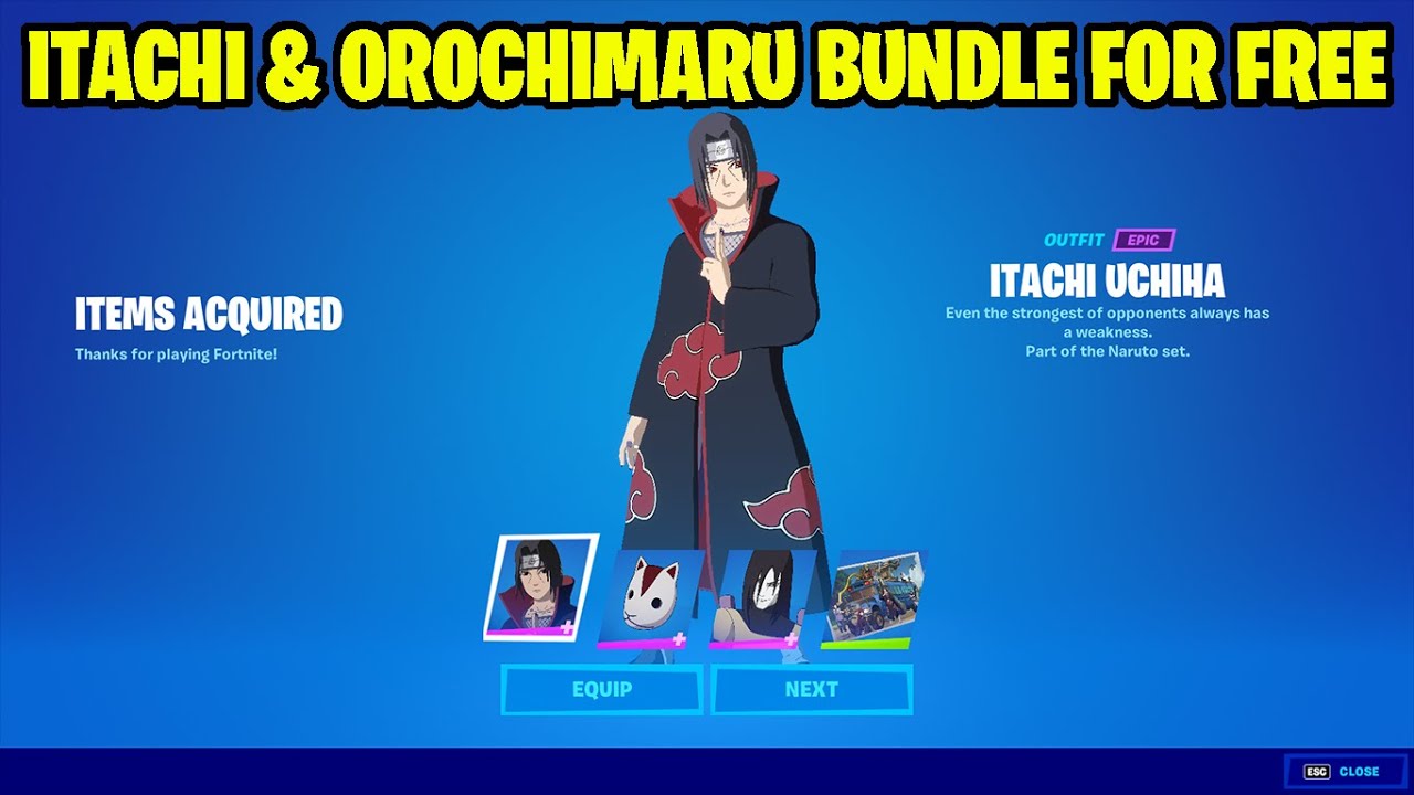 How To Get ITACHI & OROCHIMARU BUNDLE FOR FREE in Fortnite! (Itachi ...
