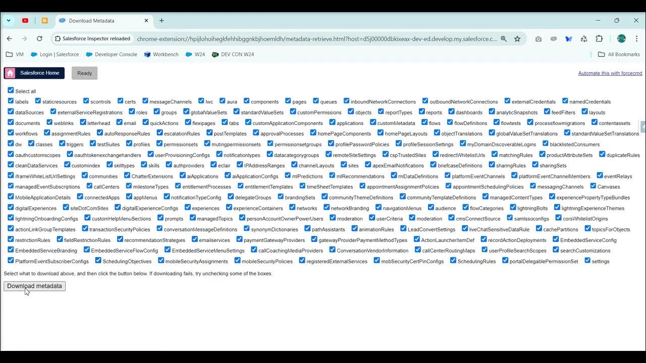 Download Metadata Using Salesforce Inspector Reloaded Insalesforce
