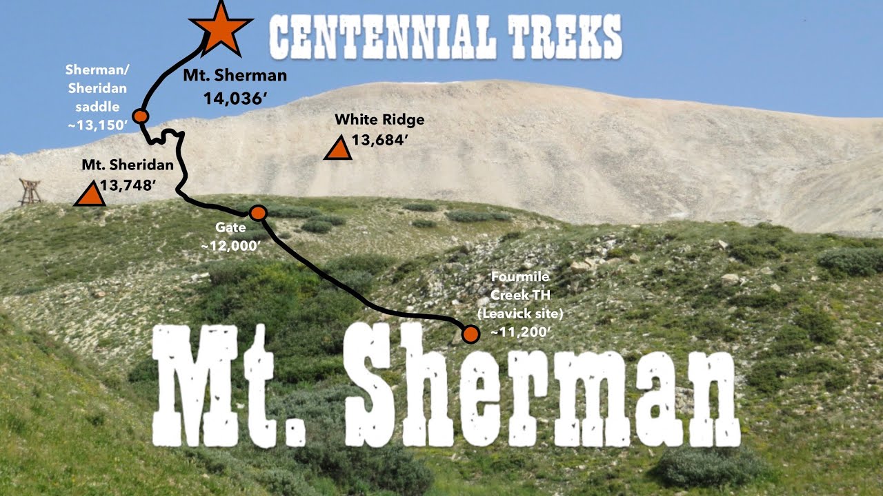 Mt Sherman - southwest slopes route, with maps & route description ...