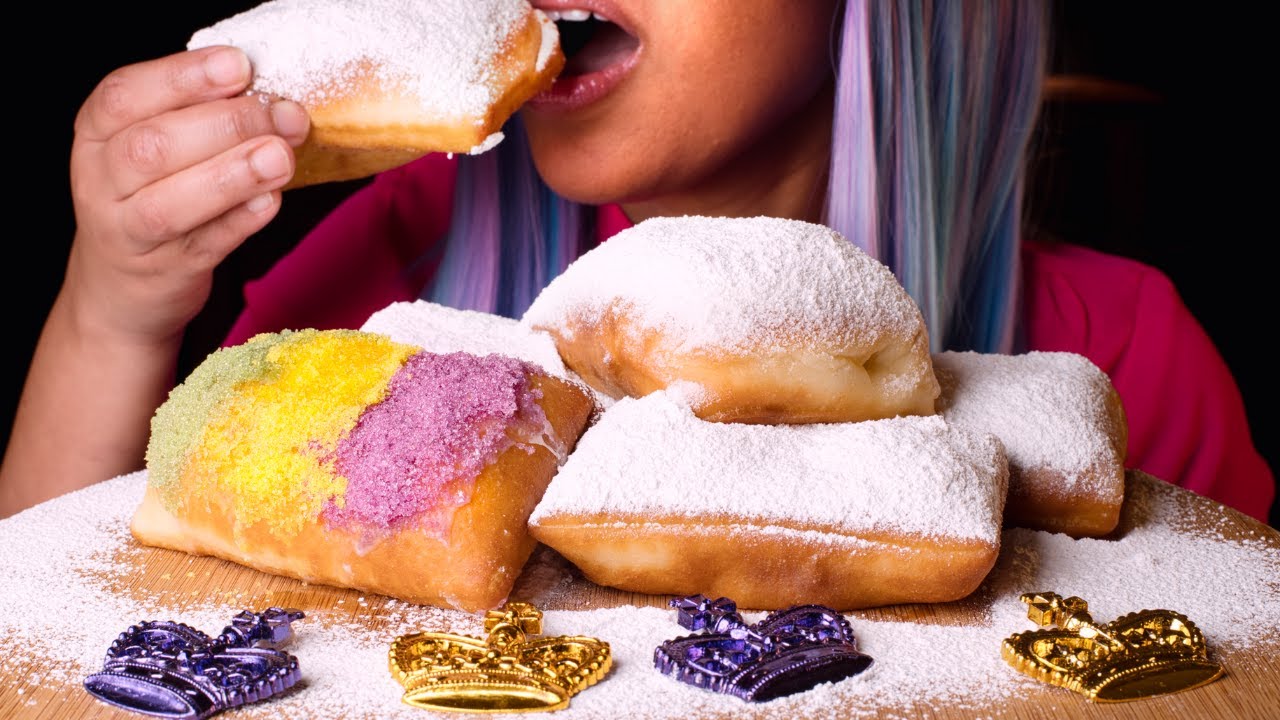 ASMR NEW ORLEANS-STYLE BEIGNETS (MARDI GRAS SPECIAL) | SOFT EATING ...