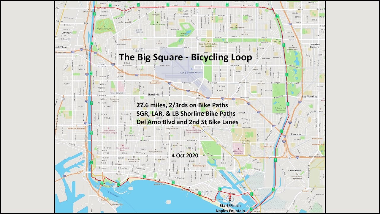 The Big Square! - 27.6 miles on bike paths and lanes - YouTube