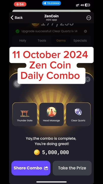 Zen coin daily combo 11 October| Zen coin today combo cards 11 October | Zen coin airdrop - YouTube