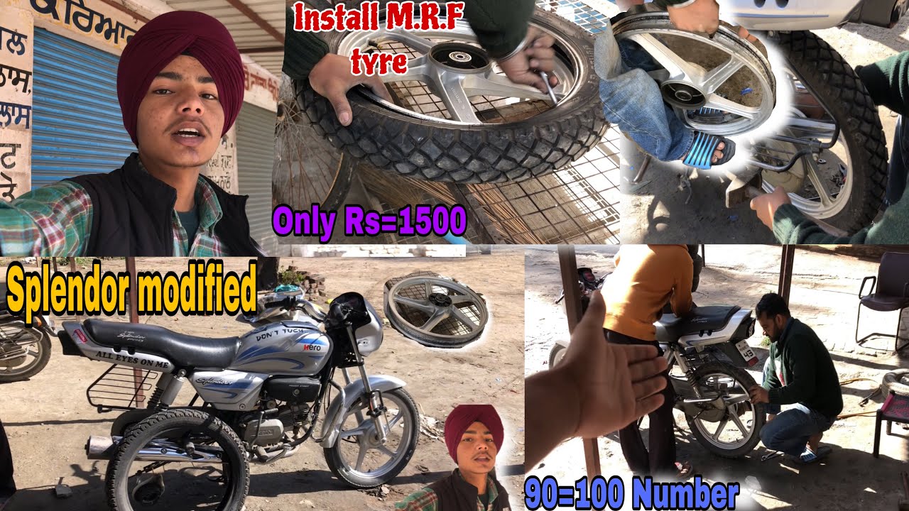 Splendor Modified || install biggest tyre 🛞 || Rs= 1500 | trye number ...