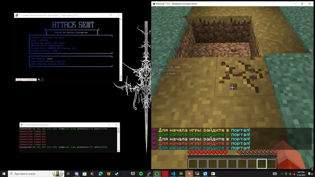 Laced C2 DDOS TOOL vs MINECRAFT server (CHEAPEST C2/BOTNET/API 2025 ...
