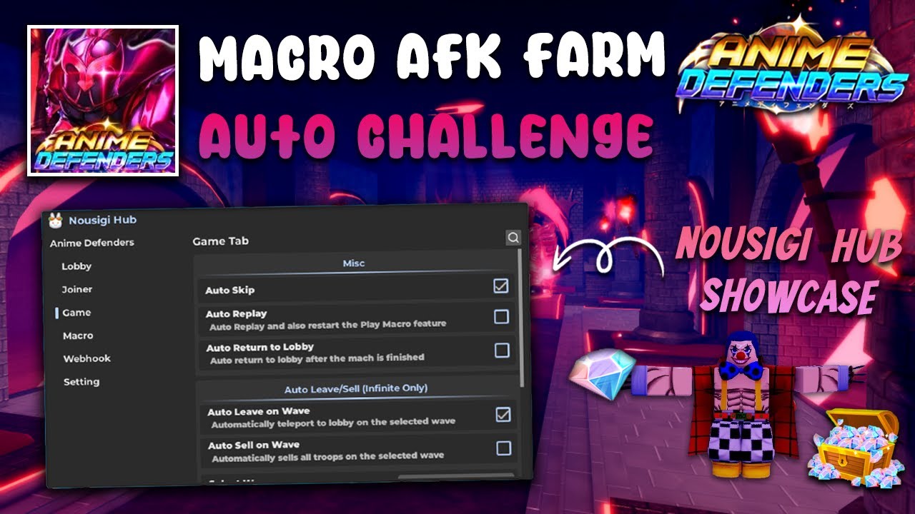 Roblox Anime Defenders Script/Hack: Macro Auto Challenge, Afk Farm ...
