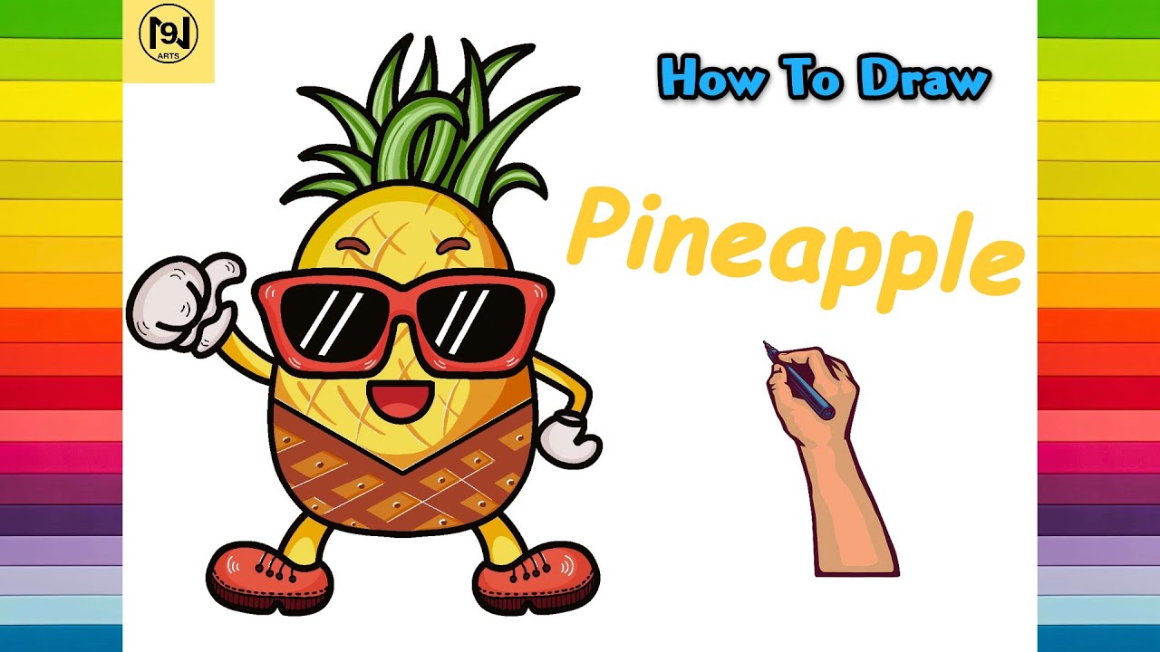 How to draw a cute Pineapple easy step by step | No.9 ARTS - YouTube