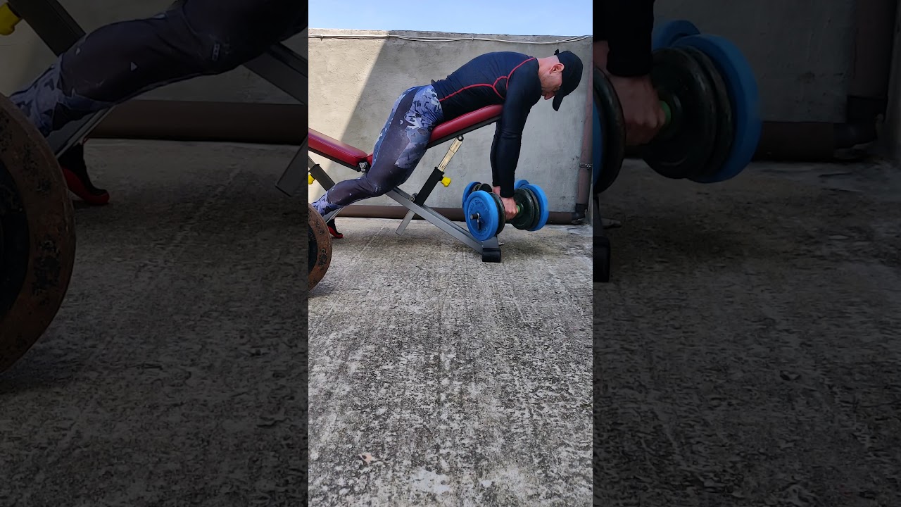 30 Dumbbell Row - Rematore Manubri petto in appoggio panca 30 - YouTube