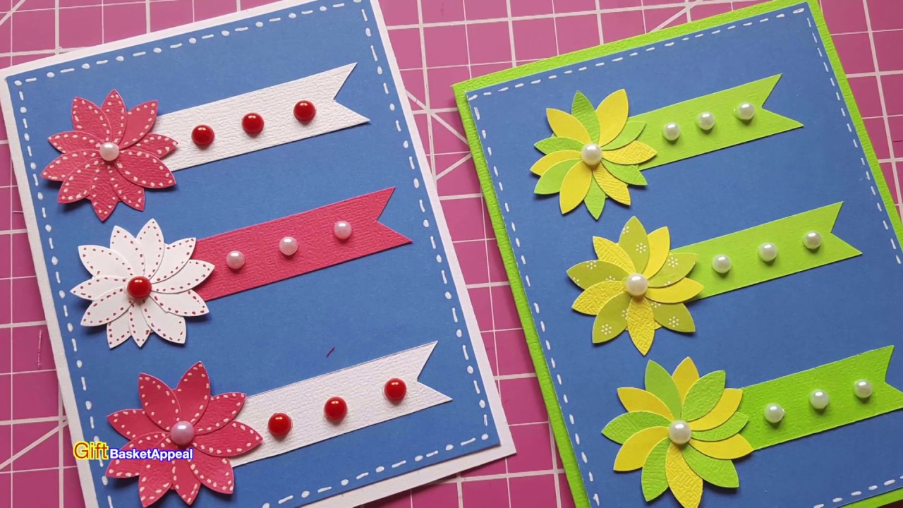 Easy Flower & Banner Card | Using Scraps - YouTube