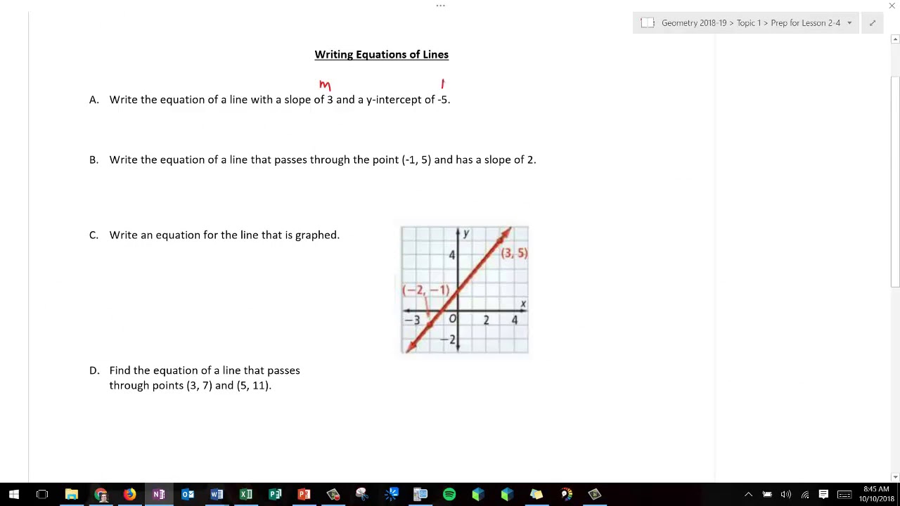 Preparing for Lesson 2-4: A Review of Slope - YouTube
