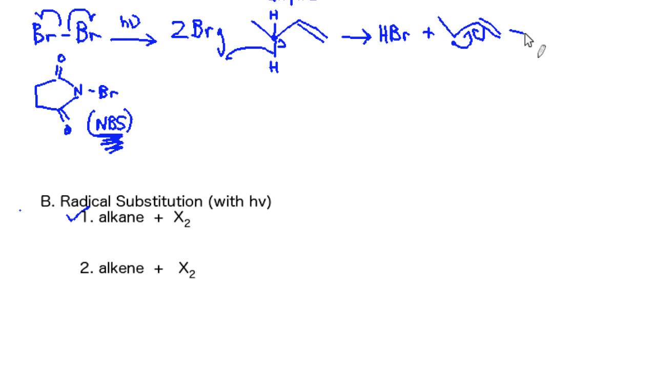 Allylic Radical Substitution - Alkyl Halide Synthesis - YouTube