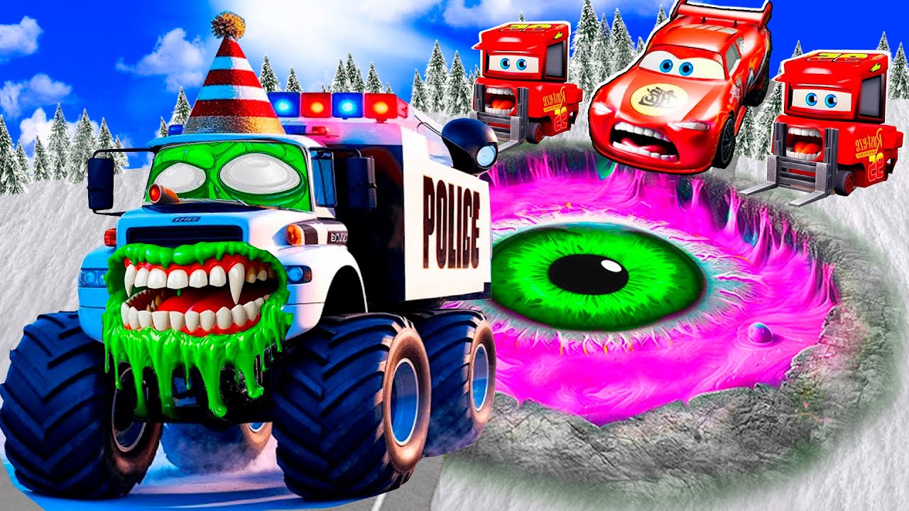 Mega Zombie Pit Transform Big & Small Lightning McQueen Into ZOMBIE ...