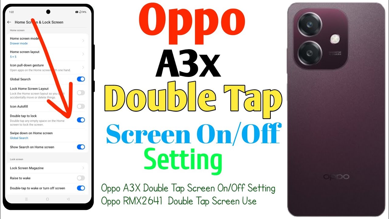 How To Oppo A3X Double Tap Screen On/Off Setting Oppo RMX2641 Double ...