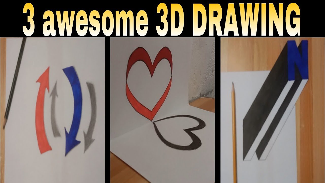 3 easy 3D drawing tutorial - How to draw 3d illusion for beginners - YouTube