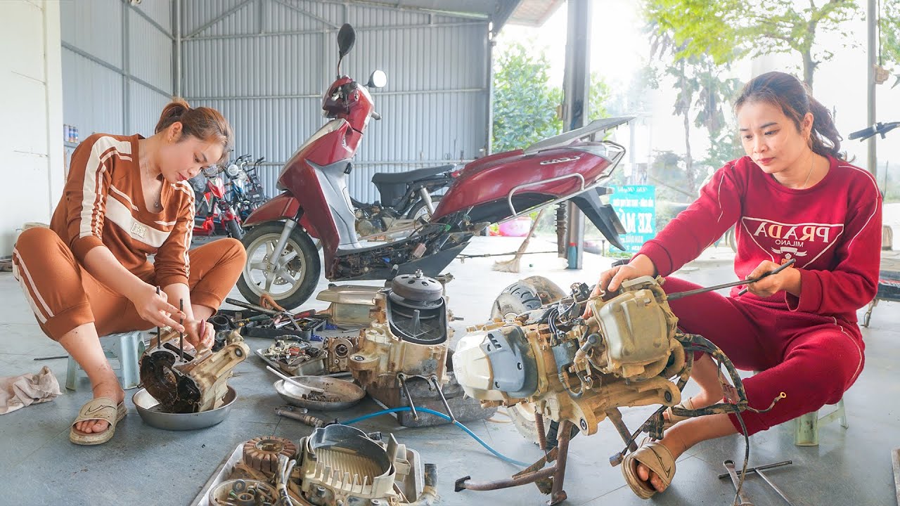 FULL VIDEO - From START to FINISH Genius Girl Repair The Entire Engine ...